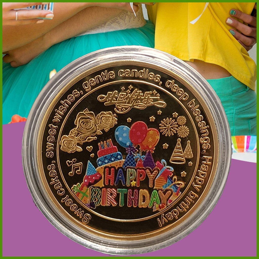 Happy Birthday Challenge Coin Funny Challenge Coin Gold Cake Coin ...