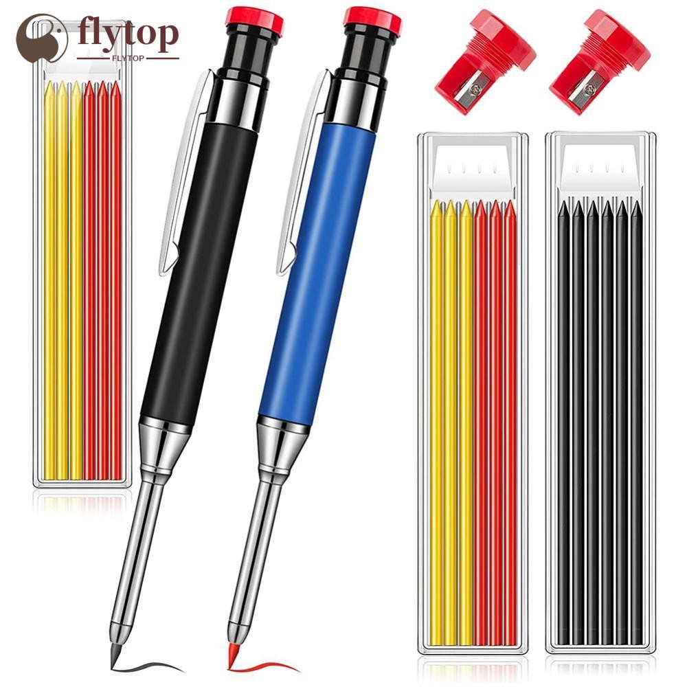 FLYTOP Solid Carpenter Pencil Set with 6 Refill Leads Built-in ...