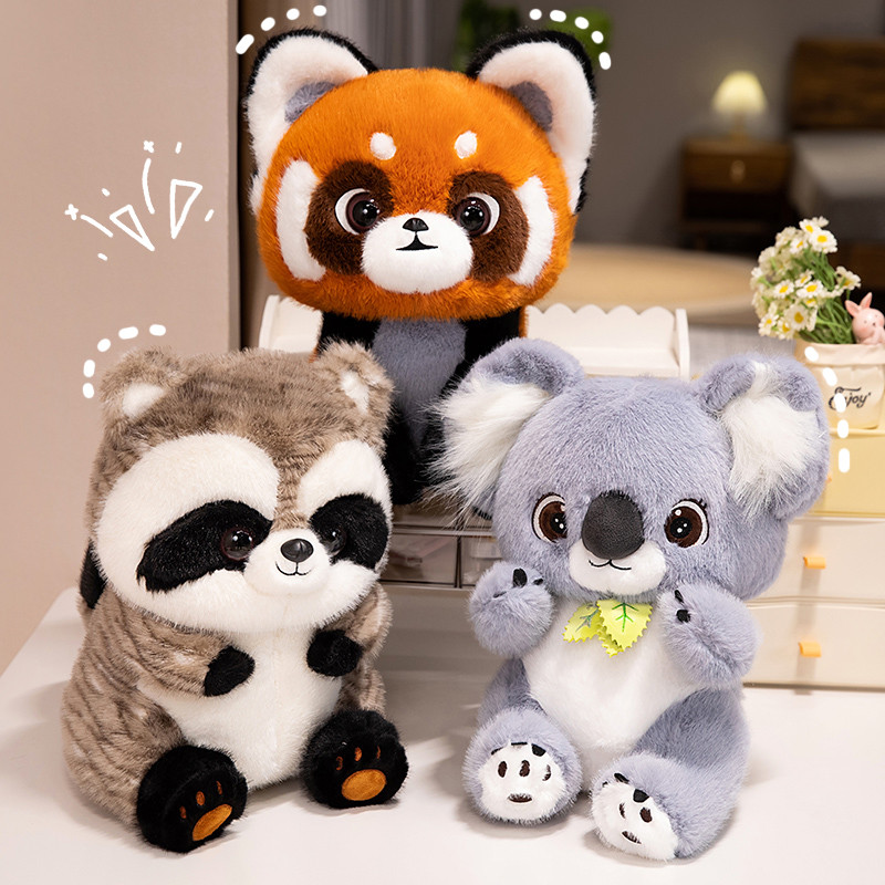 Cute Zoo Animals Plush Toy Koalas Raccoon Little Panda Plushie Doll Stuffed Soft Funny Birthday ...