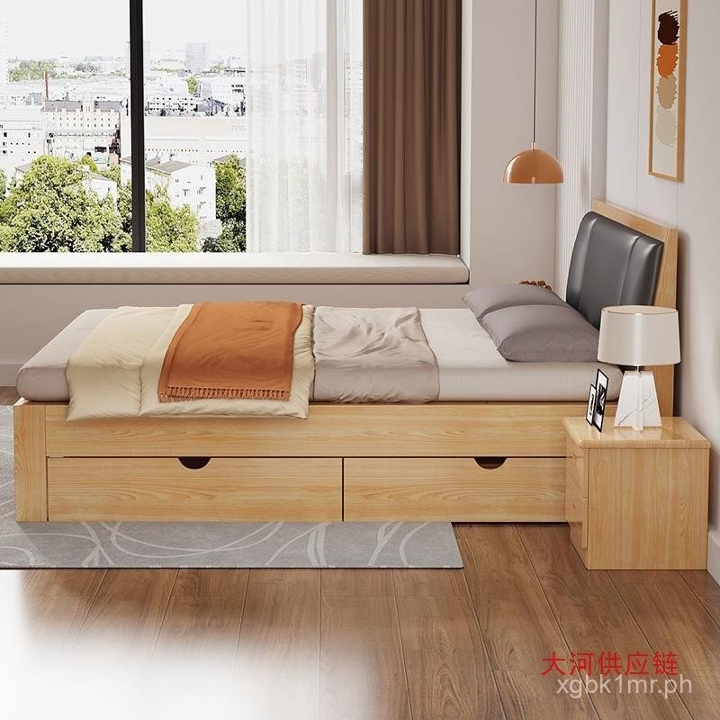 Modern Minimalist Solid Wood Bed1.2Single Pine Bed for Mi Rental Room1 ...