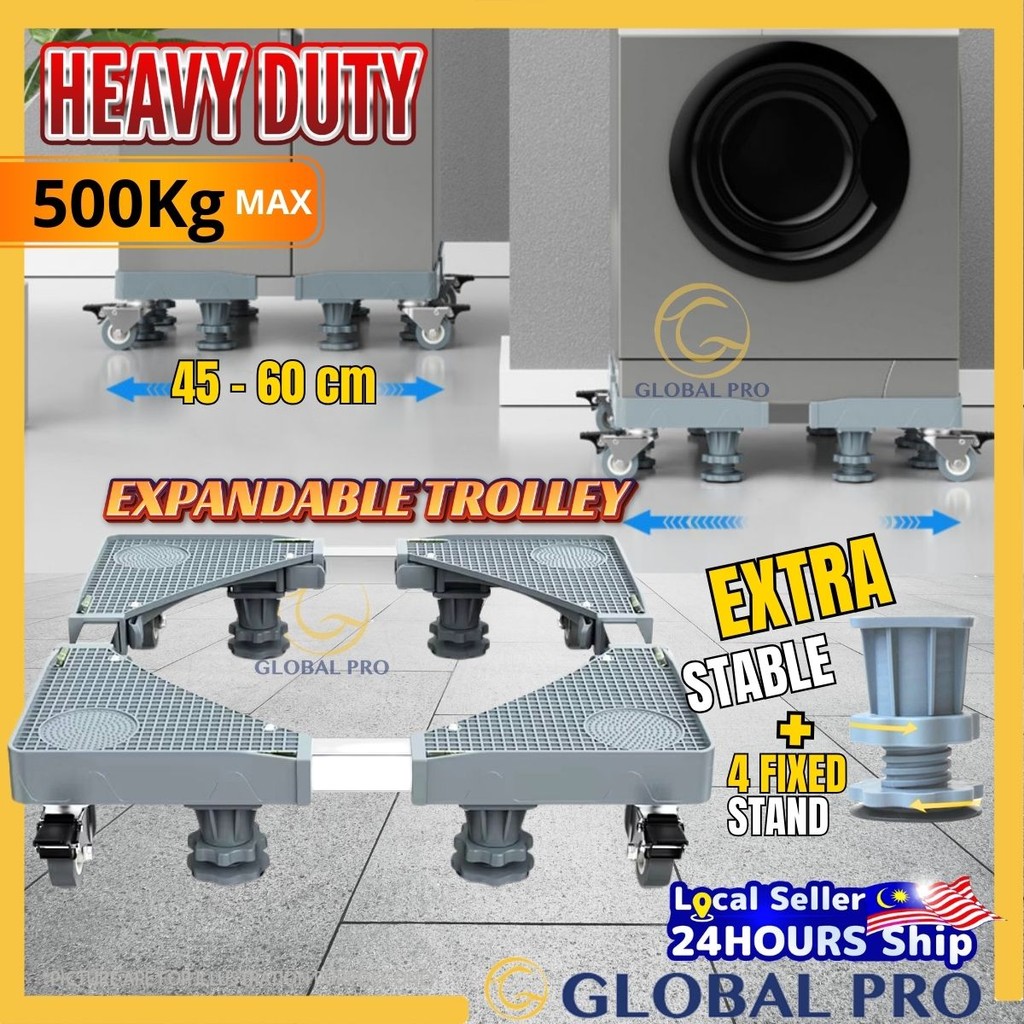 HEAVY DUTY Adjustable Washing Machine Stand Base Locking Roller Anti ...