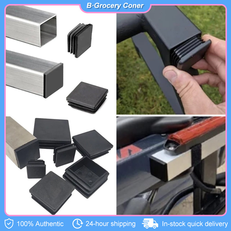 4/8pcs Tubular Plastic Plug Caps Square Black Square Tube End Cap ...
