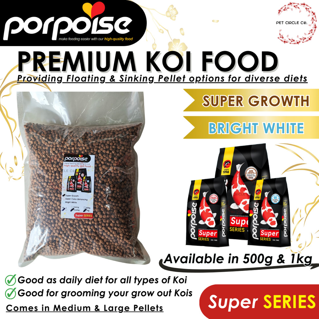 Porpoise Super Growth | Bright White Koi Food 1kg 500g Repacked ...