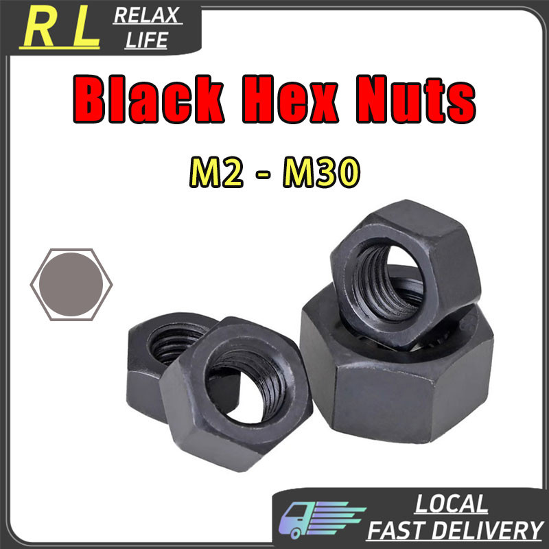 [RL] Black Carbon Hex Nut Hexagon Nuts DIN934 M2 M2.5 M3 M4 M5 M6 M8 M10 M12 M14 M16 M18 M20 M22 ...