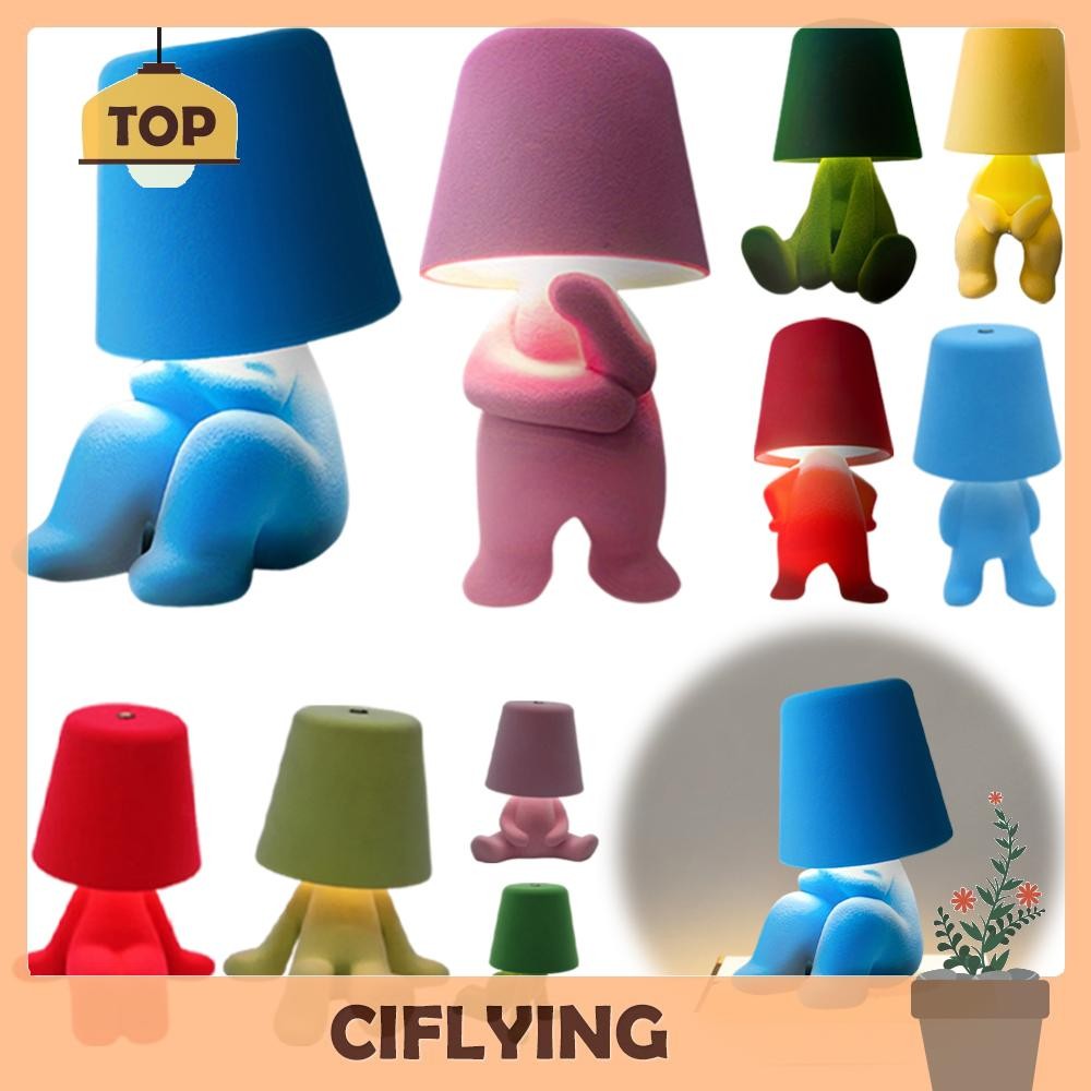 LED Little Man Lamp Atmosphere Light 3 Light Colors Touch Control for ...