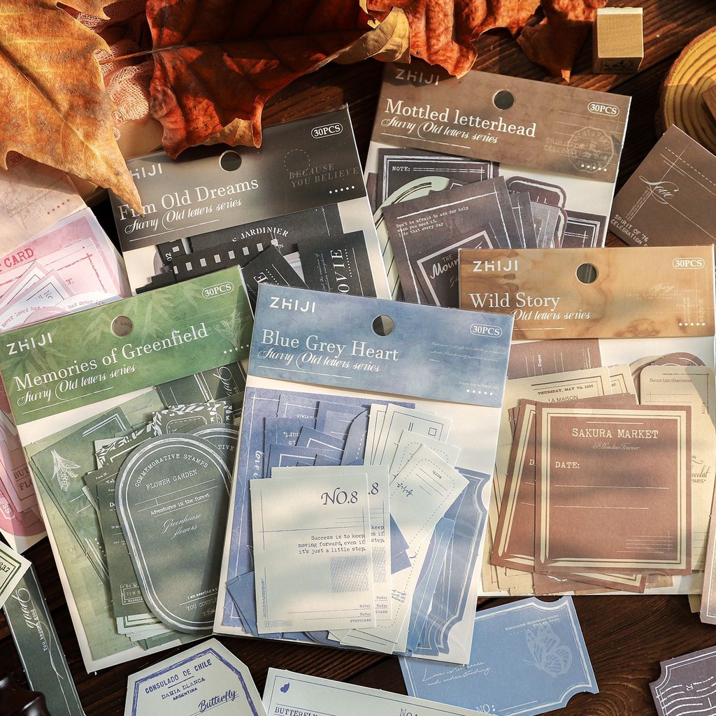 JIANWU Starry Old Letters Series Vintage Film Label Landscaping Sticker ...