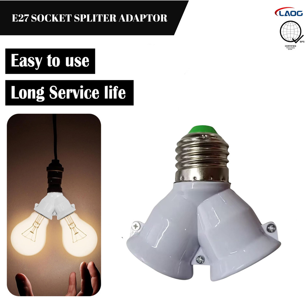 E27 Spliter Adaptor Screw Lamp Bulb Socket Led Light Bulb holder 2in1 ...