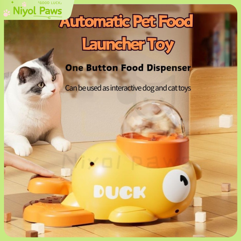 Automatic Pet Food Launcher Toy with Self Play Mode and Treat Dispenser ...