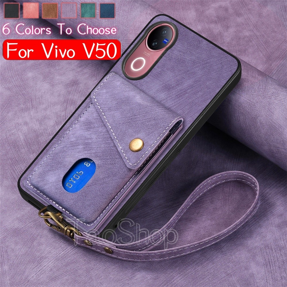 Matte Leather Phone Case For Vivo V50 Lite V50Lite V 50 VivoV50 Lite ...