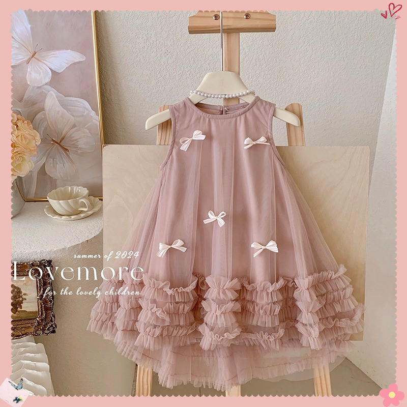 Rainbow Princess Sweet Princess Sleeveless Girls Dress, 3D Bow Tulle ...