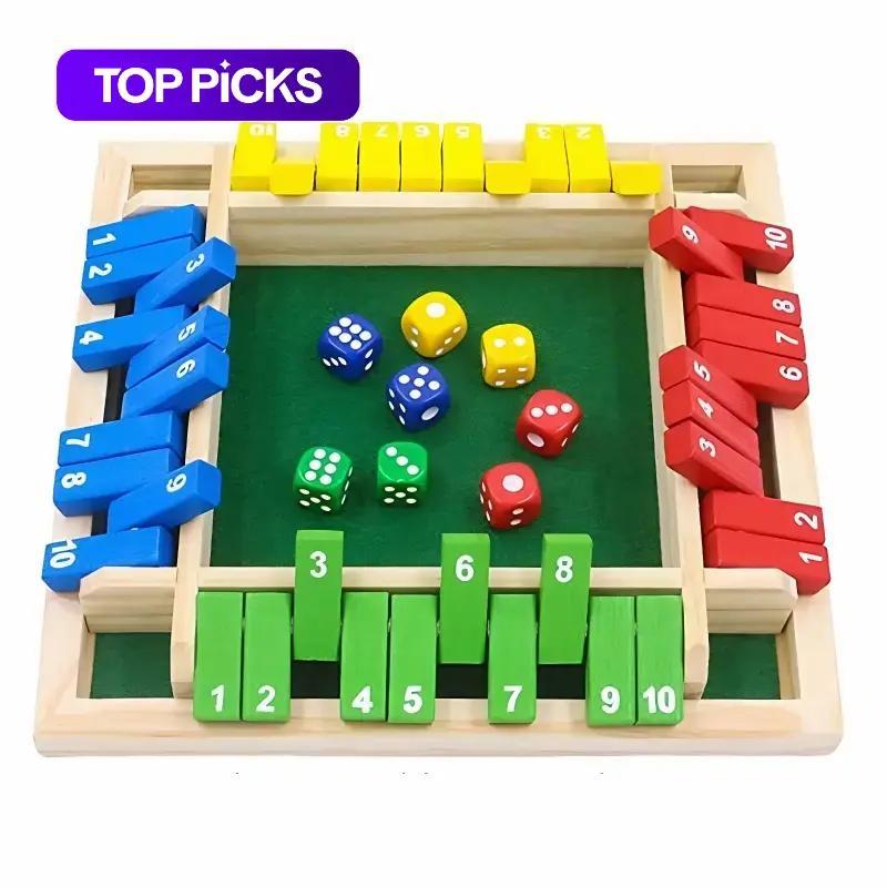 Wooden Board Game, 1 Box 4 Players Dice Game, Classic Wooden Board Game ...