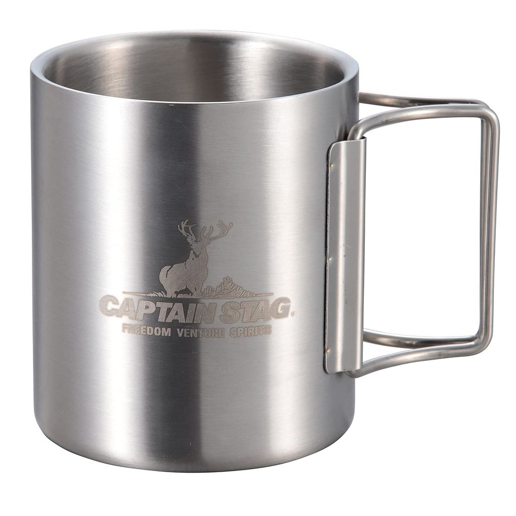 CAPTAIN STAG Outdoor Double-Walled Stainless Steel Mug with Folding ...
