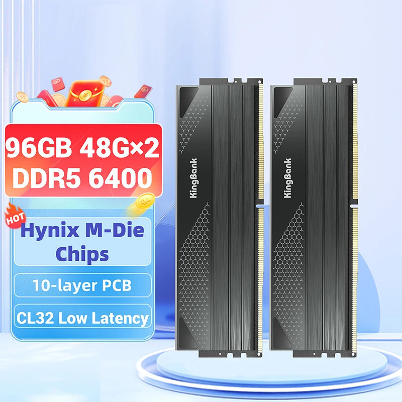 Kingbank Ddr5 96gb 48gbx2 48gb 6400mhz Cl32 Desktop Memory 10 Layer Pcb ...