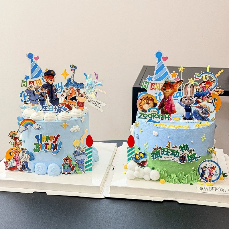 Zootopia 2 Birthday Cake Topper Cupcake Cute Decorations Birthday Cake ...