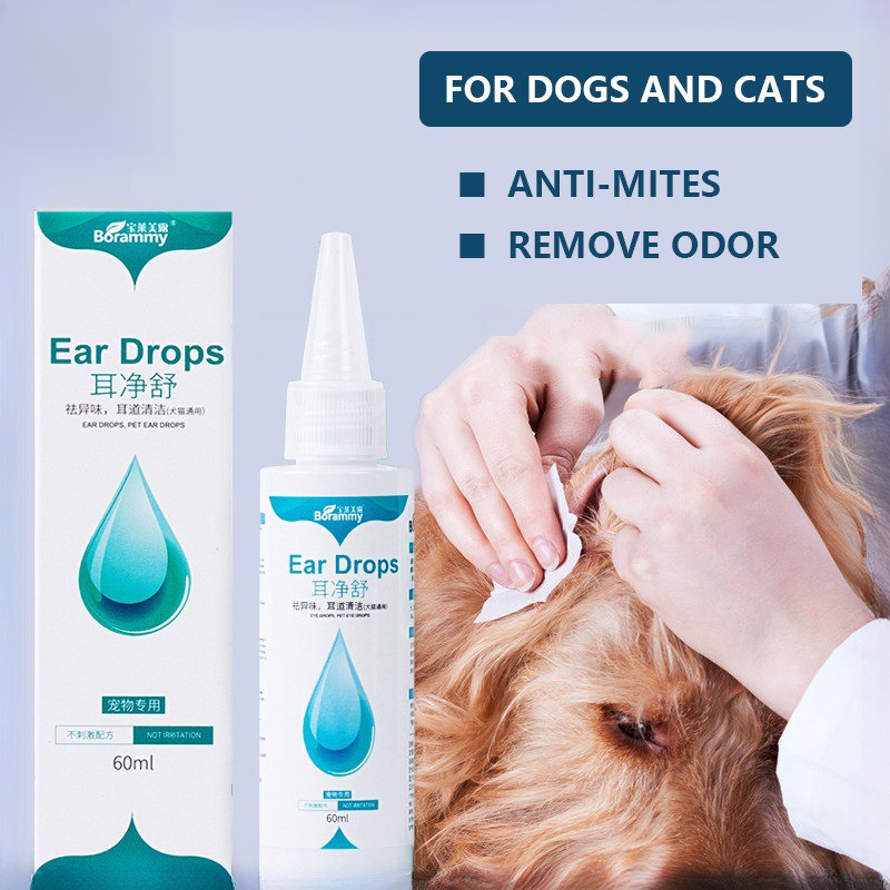 60ml Cat Dog Ear Drops Mites Odor Removal Ear Drops Pet Eye drops ...
