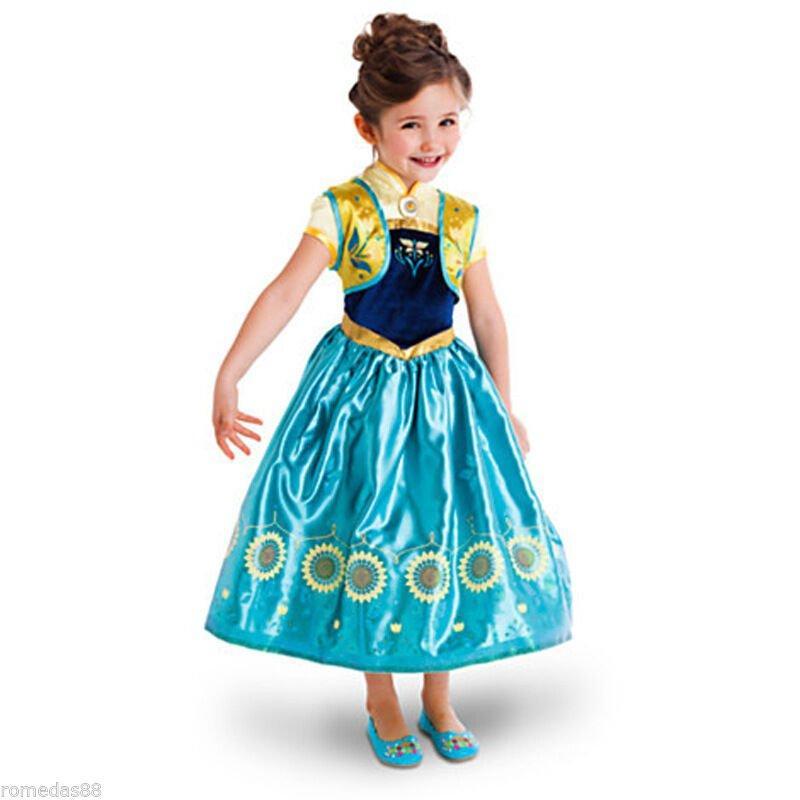 Kid girl disney costume cosplay pretend play Frozen Anna Dress + Vest ...