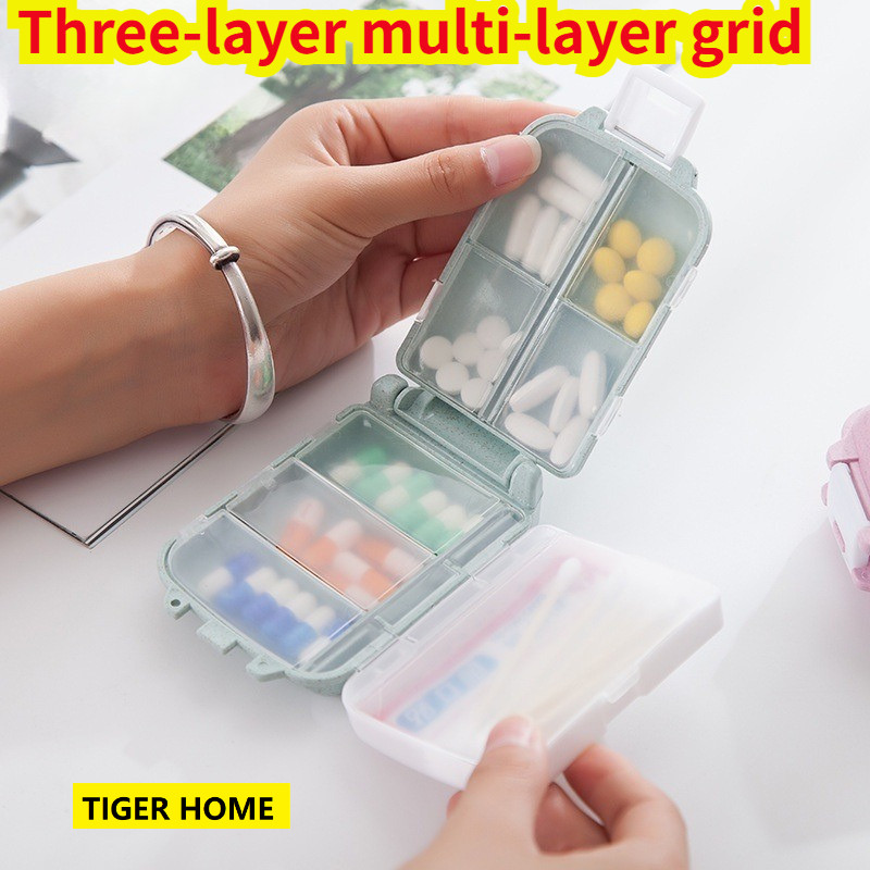 8 Divider Clamshell Design Medicine Tablet Pill Storage Organizer Heavy ...