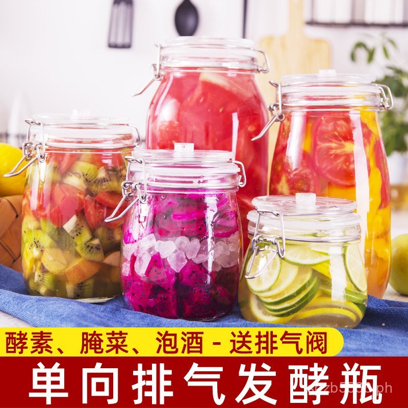 Large Sealed Jar with Vent Glass Fermentation Jar Pickle Enzyme Bucket ...