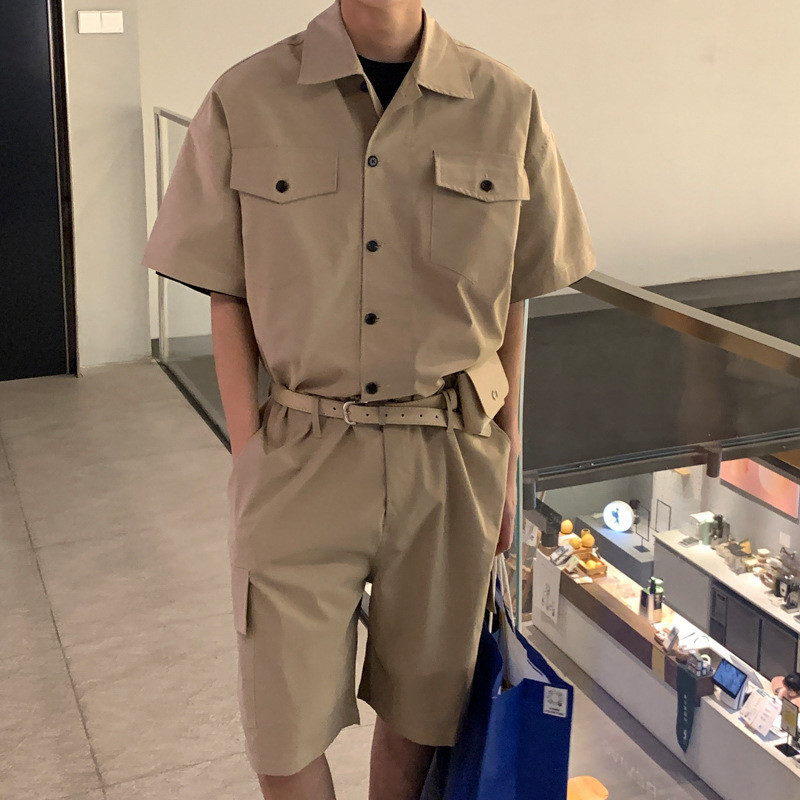 Chinese New Year Overalls Pocket Short-Sleeved Jumpsuit Men's Trendy ...