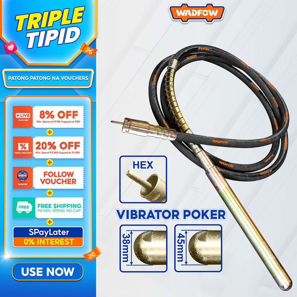 Wadfow 38mmø-45mmø Heavy Duty HEX Type Coupling Concrete Vibration ...