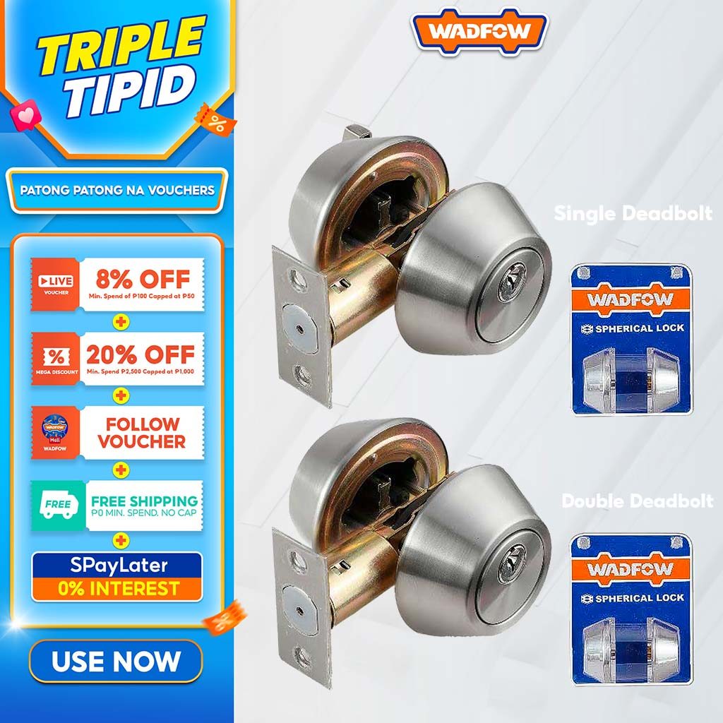 Wadfow 201SS 60/70mm Single/Double Cylinder Deadbolt Adjustable Backset ...