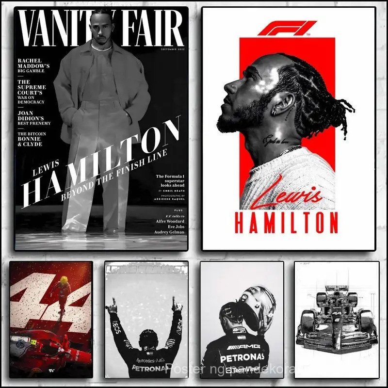 F1 L-Lewis Hamilton Poster Self-adhesive Art Waterproof Paper Sticker ...