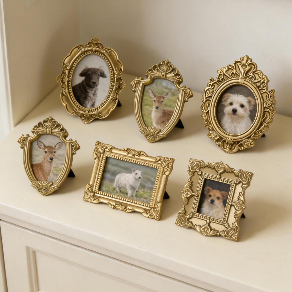 5pcs Mini Gold Picture Frames Vintage Resin Photography Decor Galley ...