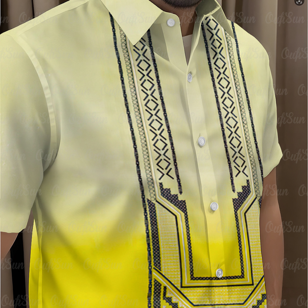 Modern Short Sleeve Barong Tagalog For Men Asean Attire Vintage Formal ...