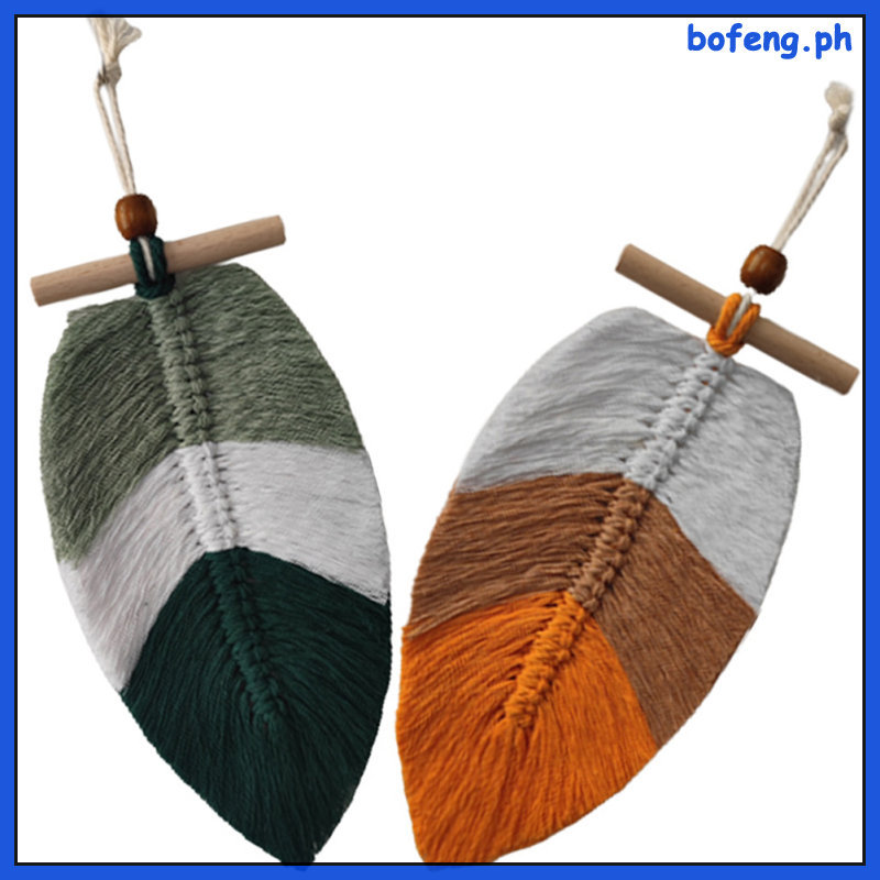2Pcs Macrame na Palamuti sa Pader na Hahabi ng Dahon na Gawa sa Koton ...