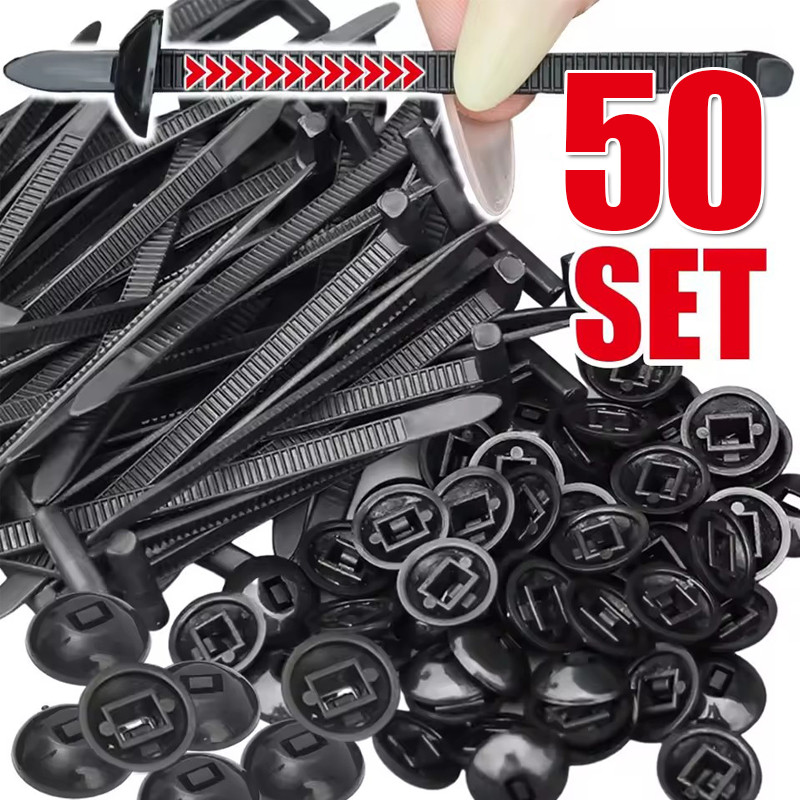 10/30/50Pcs Universal Self-Locking Nylon Cable Tie Buckles / Car Fender ...