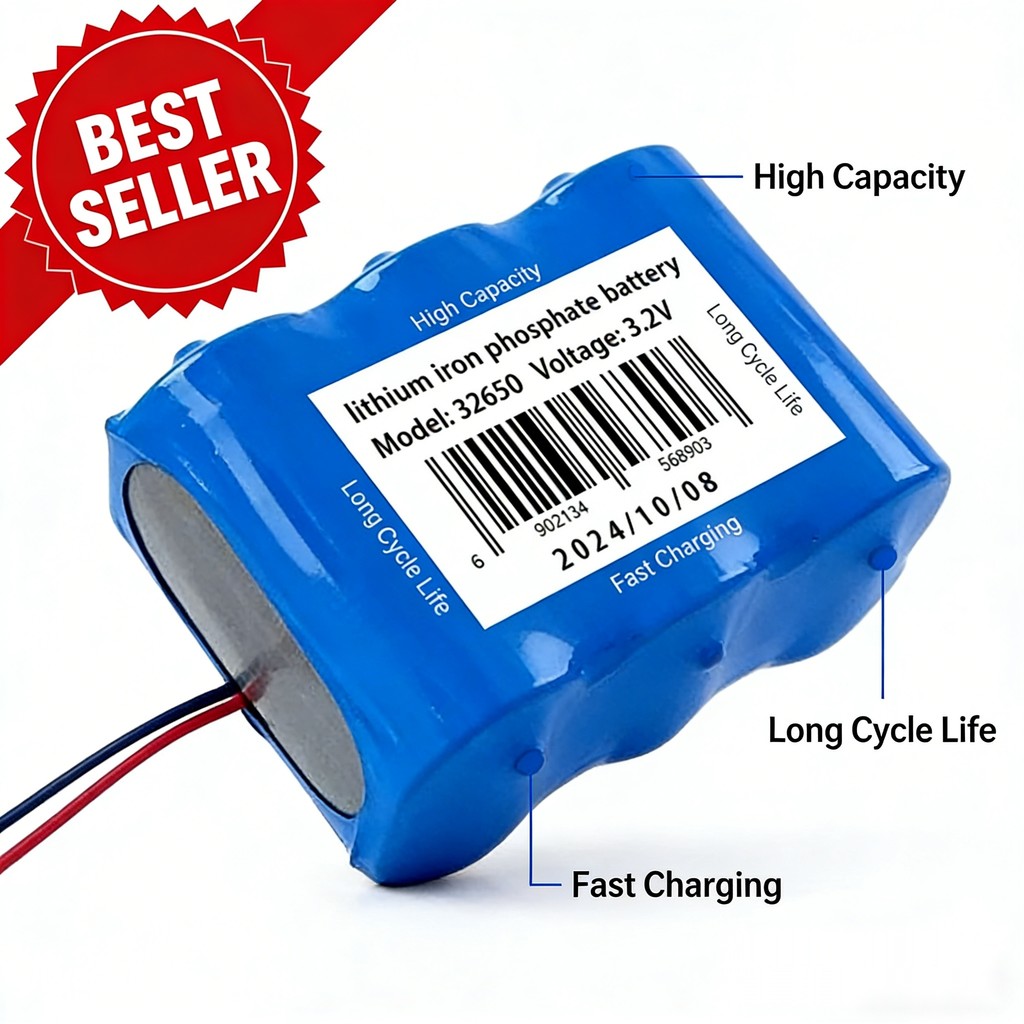 Solar Light Battery 32650 3.2V Lithium Iron Phosphate with BMS for ...