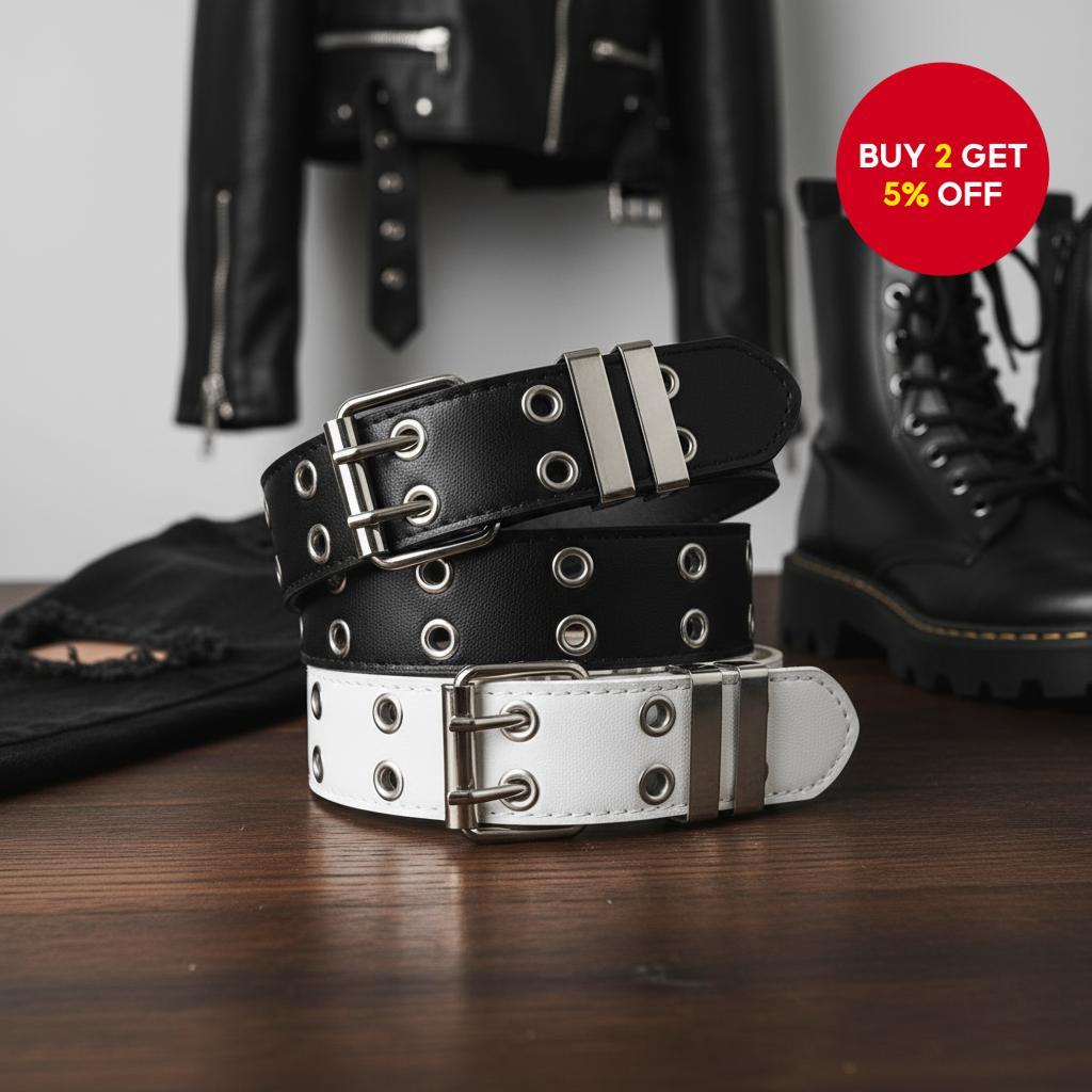 Punk Rock Chain Belt with Metal Rivets, Y2K Gothic Grunge Style, Unisex ...