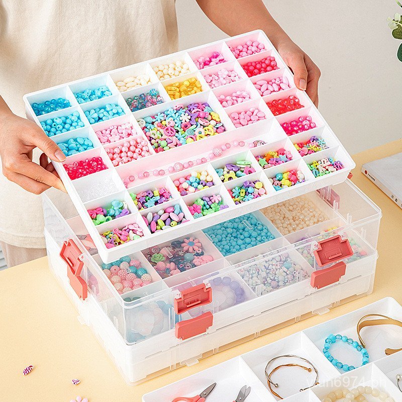 Bead Storage Box with Lid Desktop Accessories Plastic Organizer Multi ...