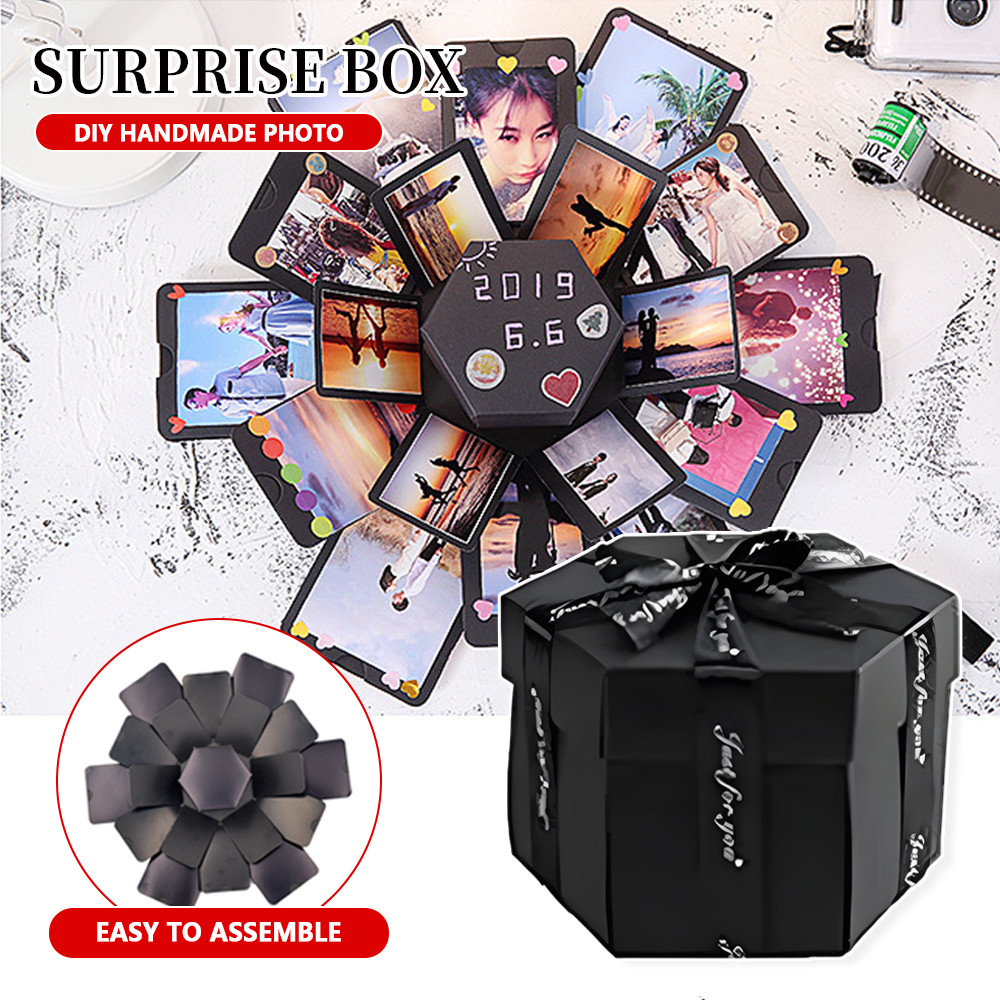 Creative Hexagon Surprise Explosion Box DIY Handmade Scrapbook Gift Box ...