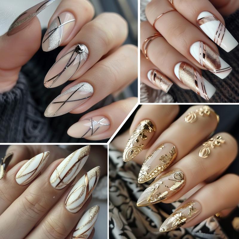 Hanpro> Rose Gold Gold Silver Metallic Liner Paint Gel Nail Polish ...