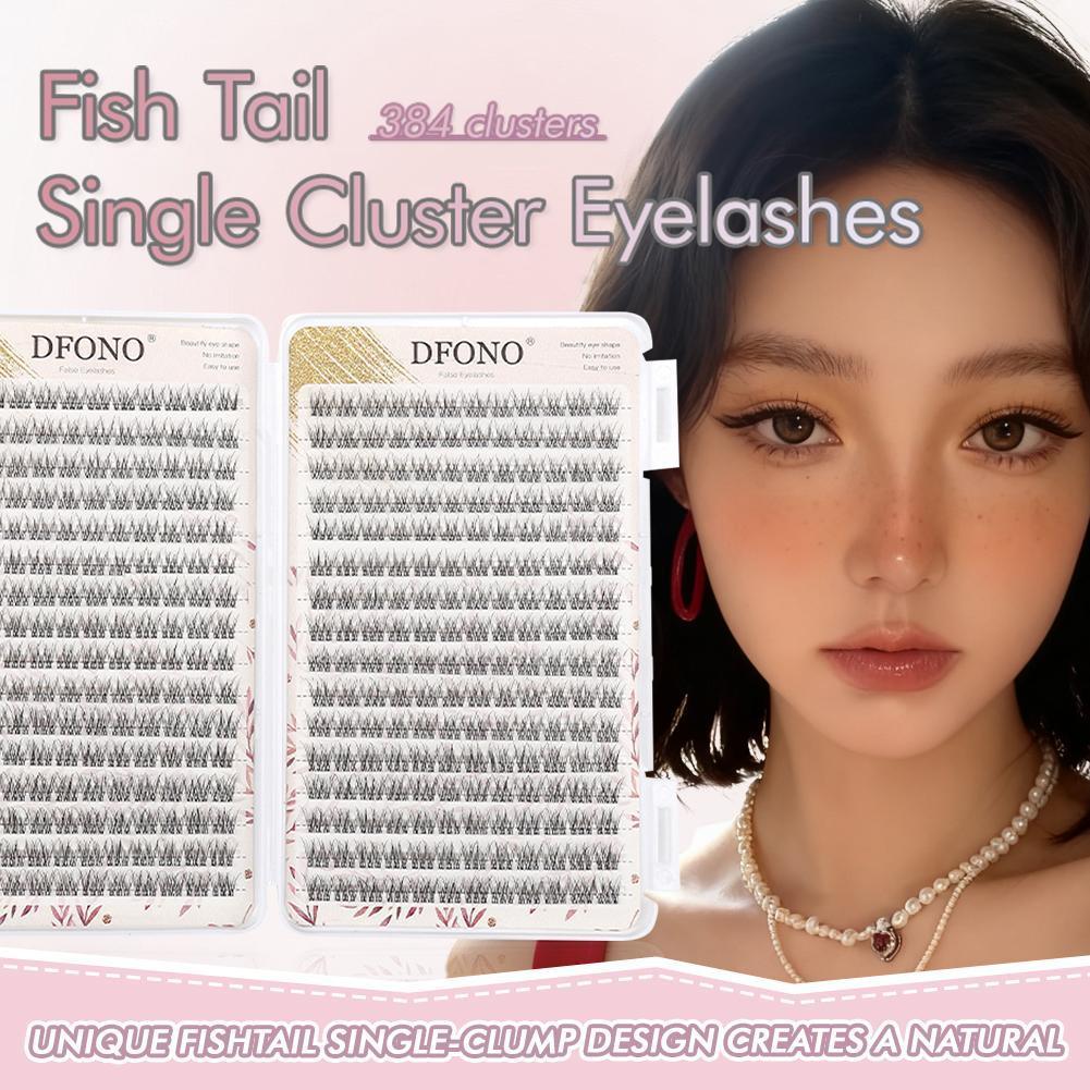 32 Rows Of Baby Bent Fish Tail 384 Clusters Of Fake Eyelashes Messy ...