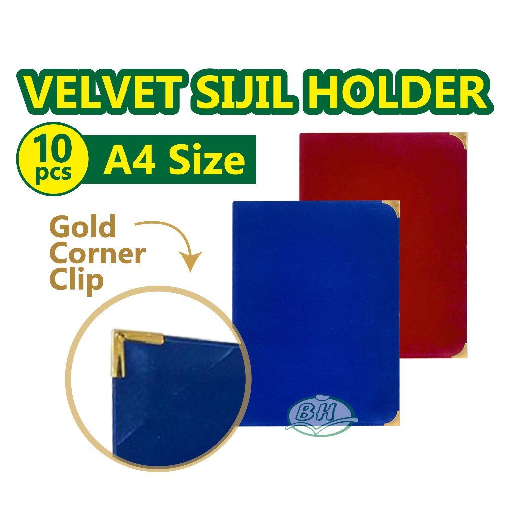 A4 Velvet Certificate Folder Gold Corner Clip Hard Cover Certificate ...