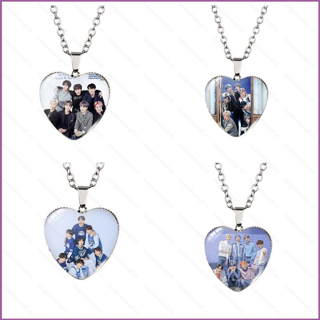 HT5 BTS Korea Bangtan Boys heart-shaped gemstone Pendant necklace ...