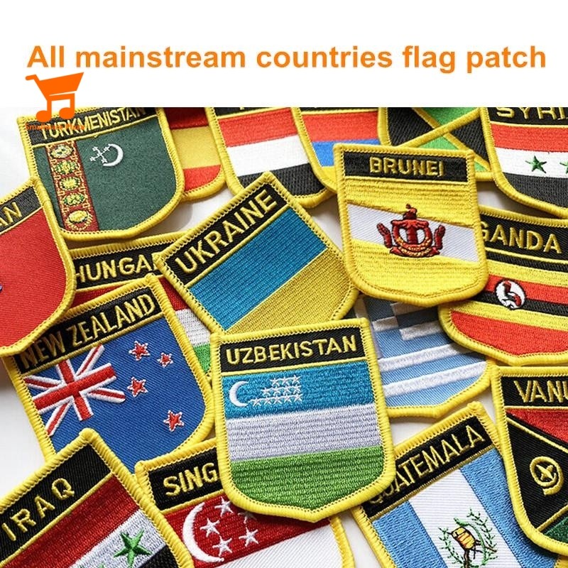 Country Flag Patch Iron on Emblem Embroidered Shield Patches World All ...