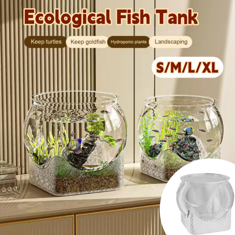 Fish Tank PET Ecological Aquarium Tanks Transparent Round Fish Tank ...