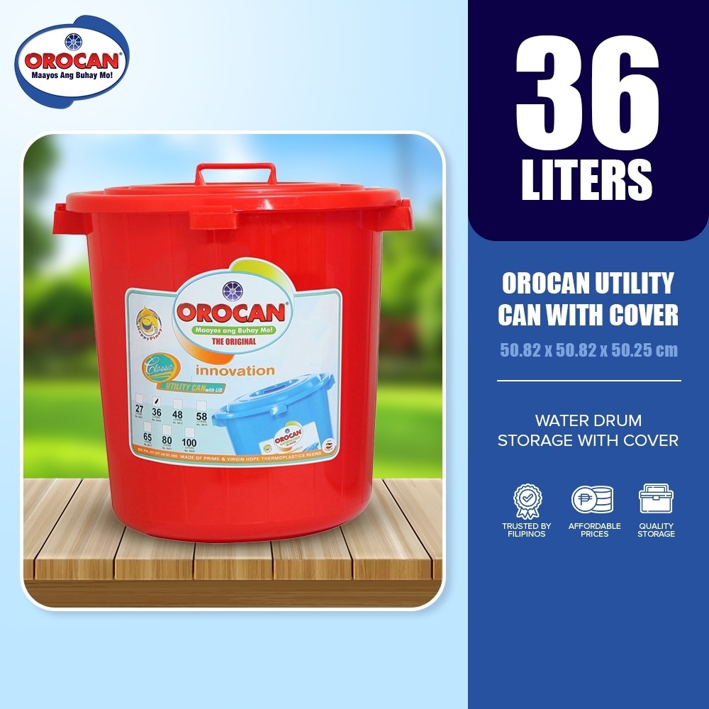 Orocan Utility Can With Cover 36L | Water Drum Storage with cover ...