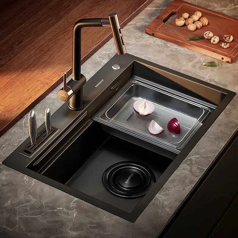 High Sink Flying Rain Waterfall Large Single Sink 304 Stainless Steel ...