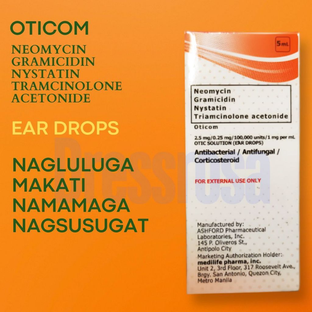 Ear Care Drops (Oticom) 0tic Solution Ear Discharge, Anti- fungal ...