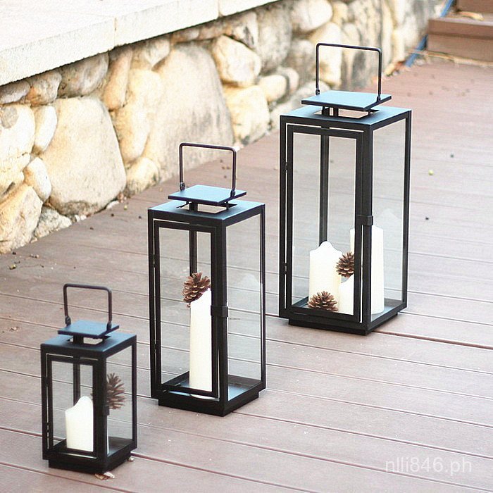 Glass Lantern Wedding Props European Style Windproof Handheld Lantern ...