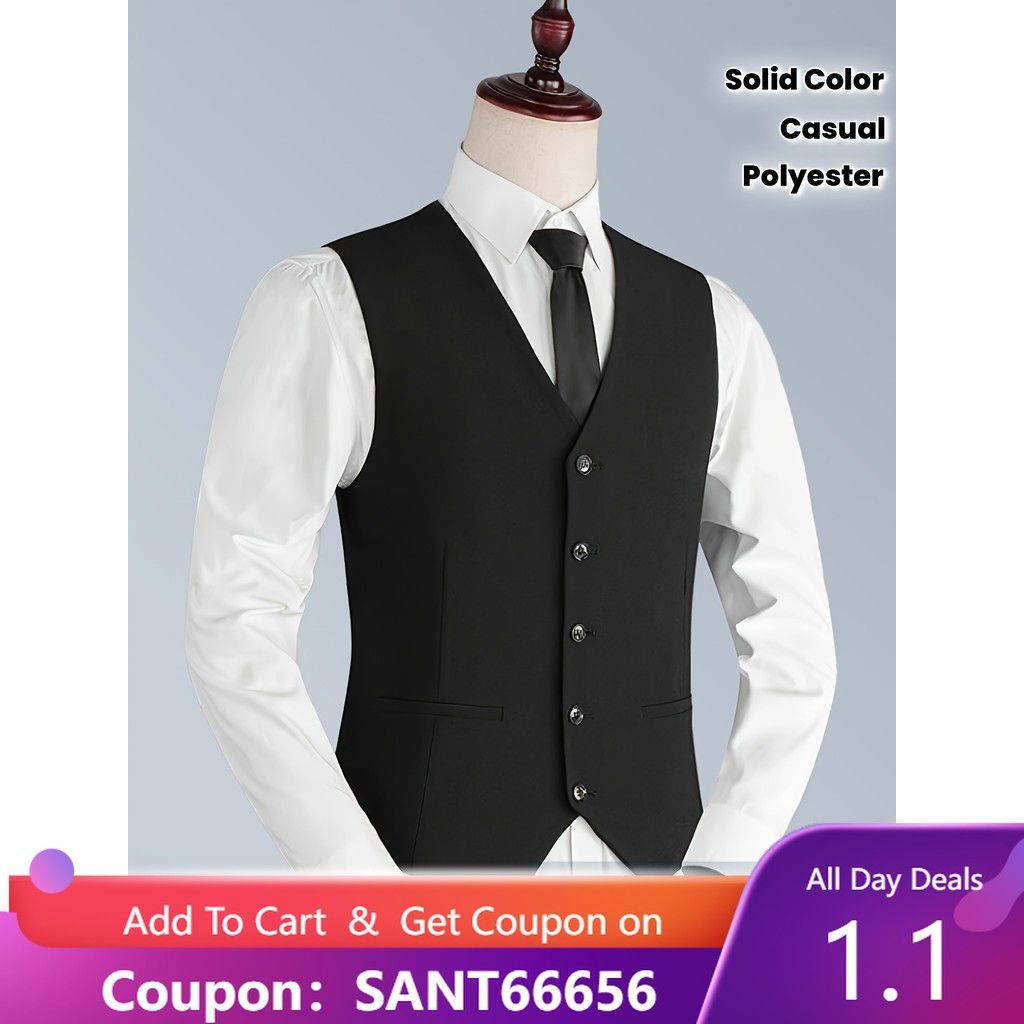 Formal Men Waistcoat Suit Vest for Men Single Breasted Business Semi ...