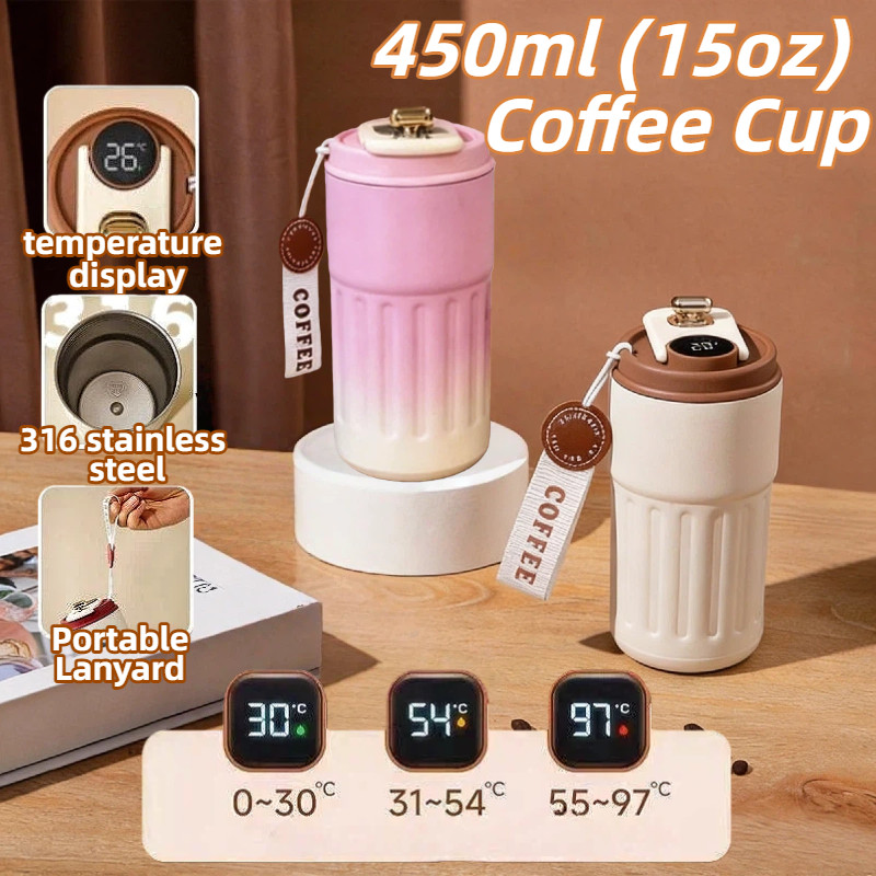 316 SUS Intelligent Coffee Cup 450ml (15oz) Thermos With Temperature ...