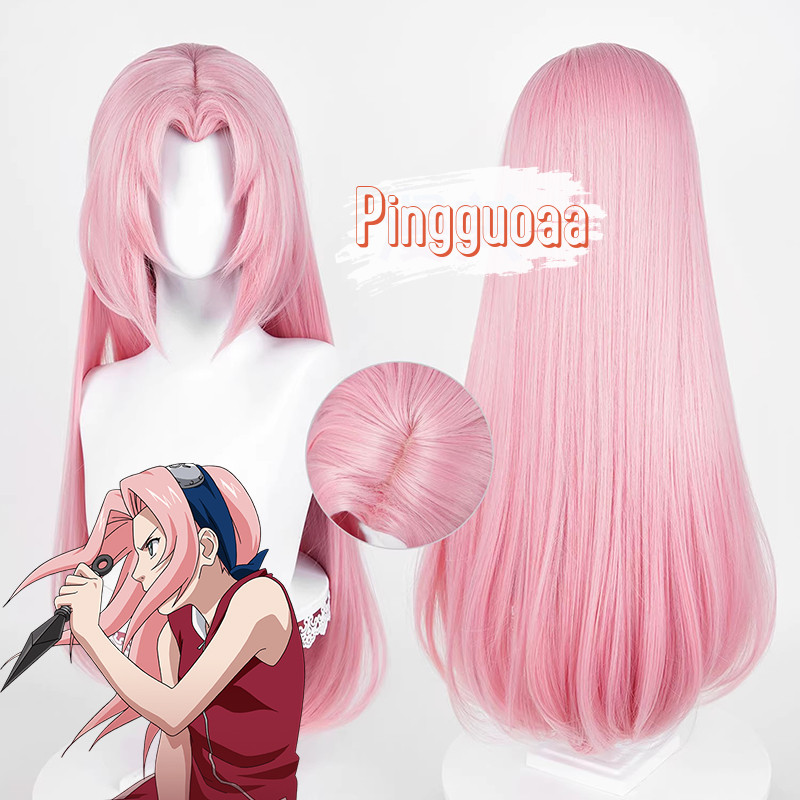 Naturo Sakura Haruno Cosplay Wig 80cm Long Pink Heat-Resistant ...
