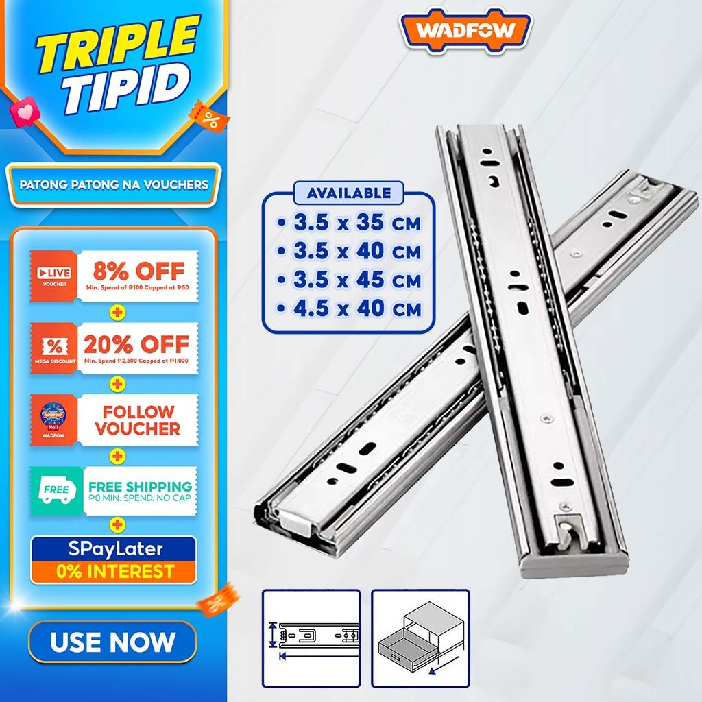 Wadfow Drawer Slide 2PCS/SET Full Extension Ball Bearing (WHT) | Shopee ...