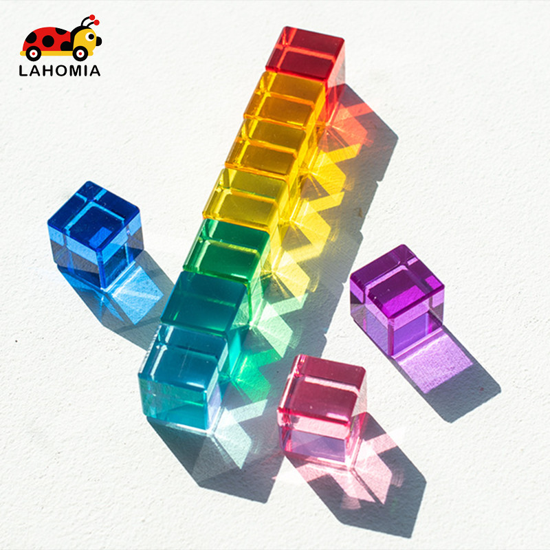 LAHOMIA 100x Rainbow Acrylic GEM Cubes for Boys Girls Smooth ...