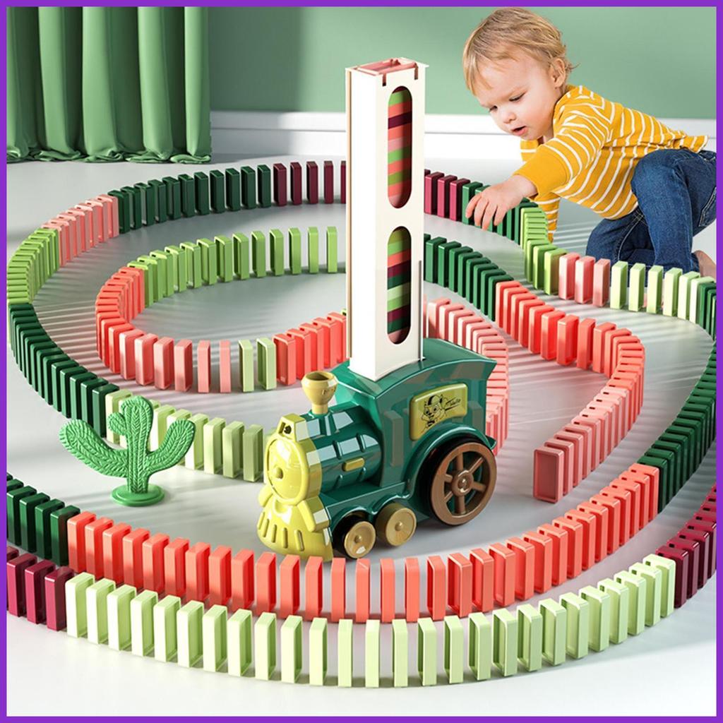 Domino Train Toy Set Kids Domino Blocks Toy Building and Stacking Toy ...